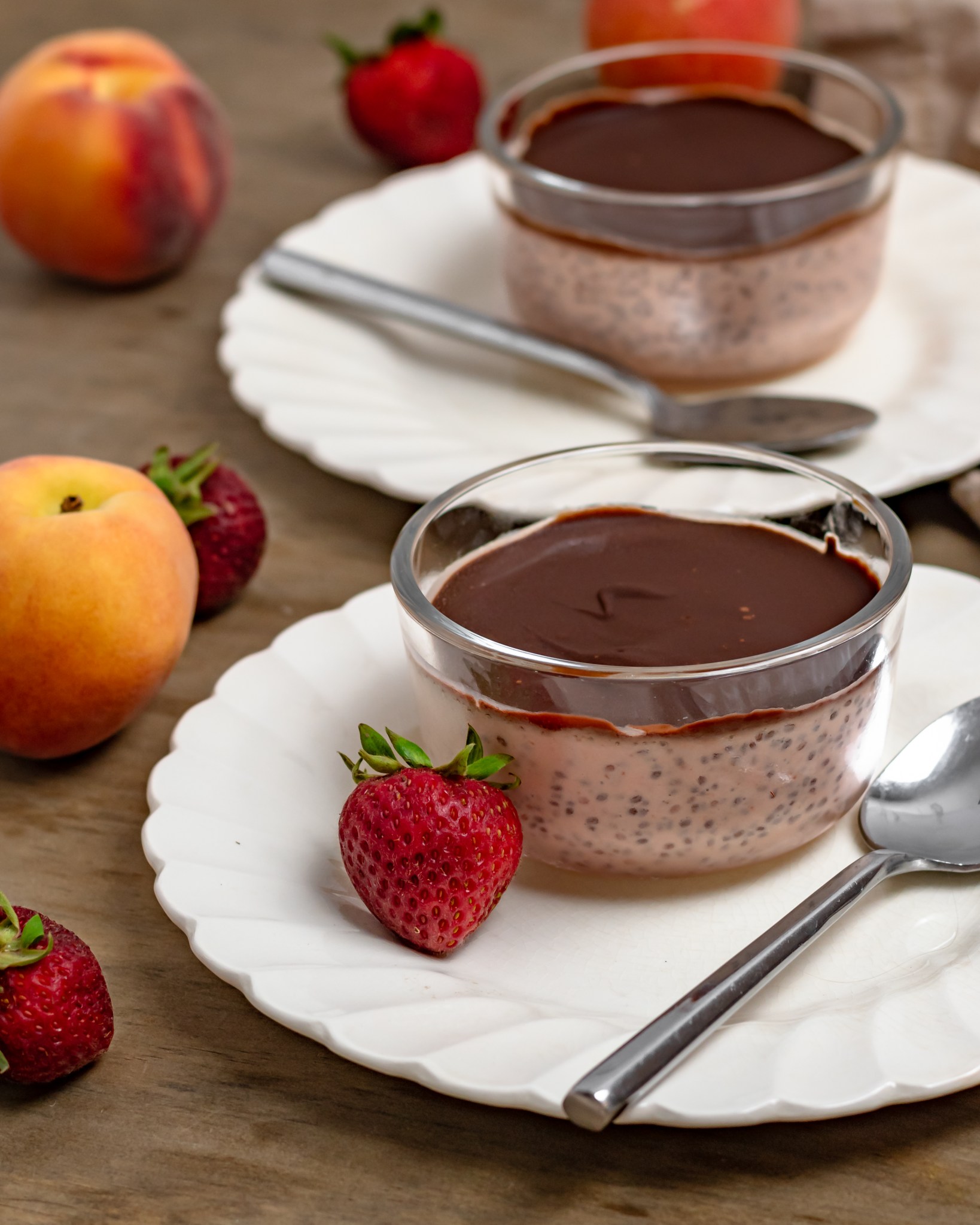 STRAWBERRY PEACH CHIA PUDDING with CHOCOLATE SHELL – WORTHINGTON EATS