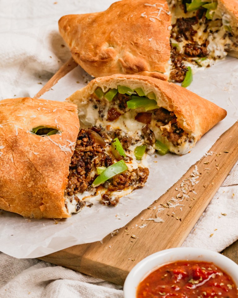 SAUSAGE, PEPPER + ONION CALZONES – WORTHINGTON EATS